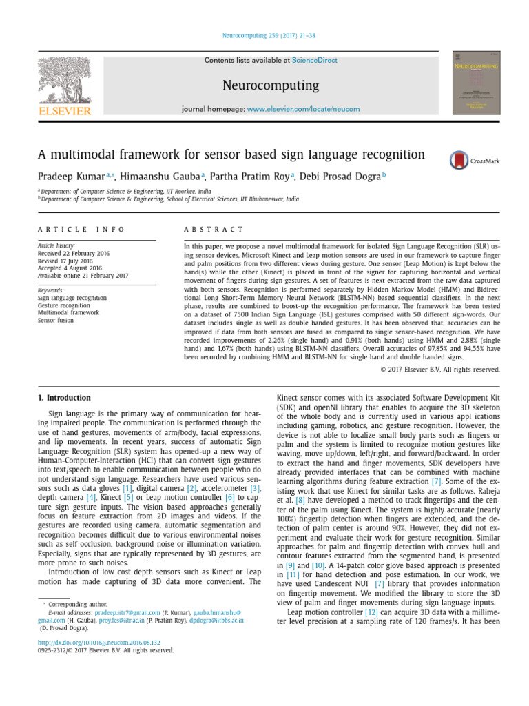 Multimodal Sign Language Recognition Framework | PDF | Image ...
