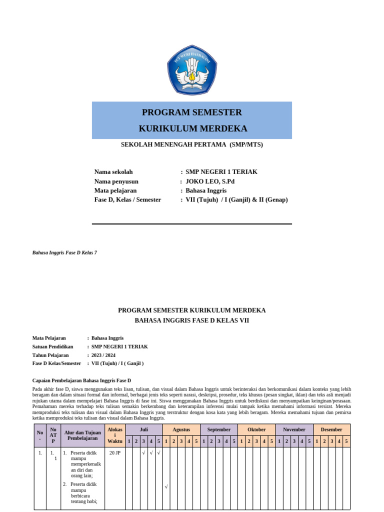 PROMES Kurikulum Merdeka | PDF