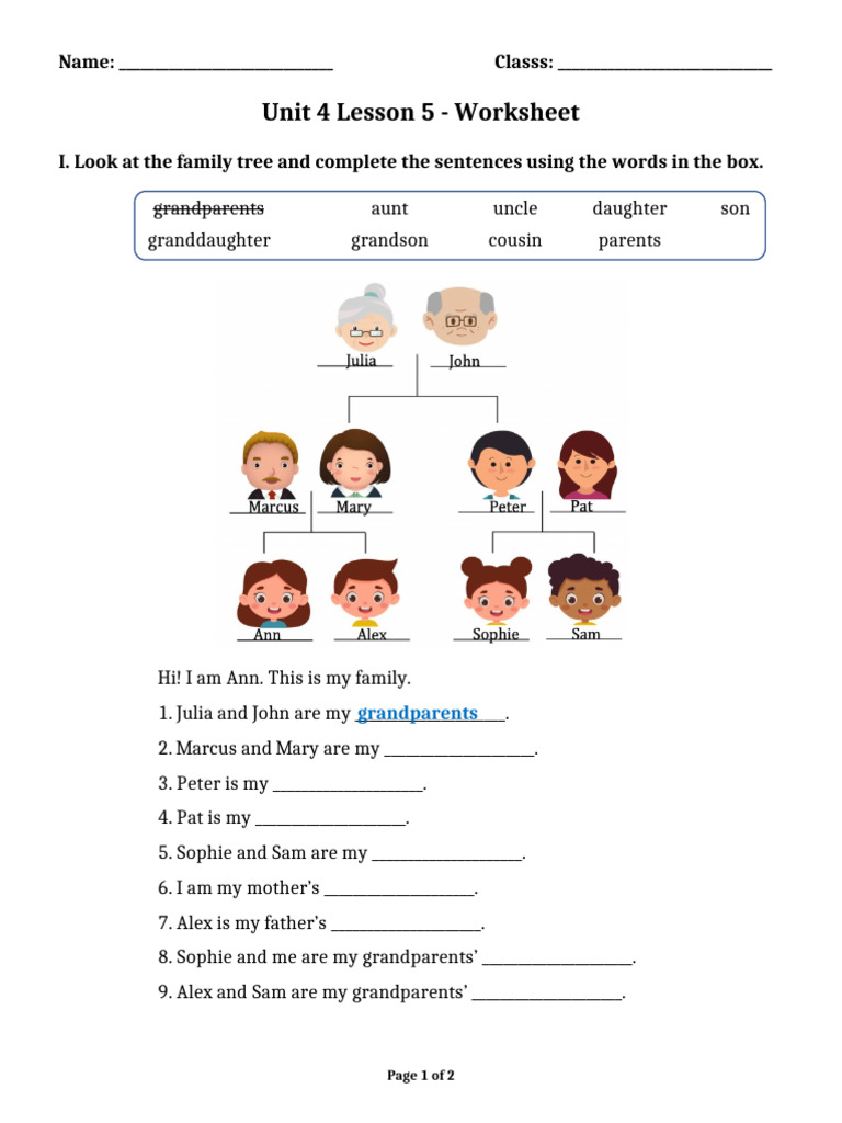 Unit 4 Lesson 5 - Worksheet 1 | PDF