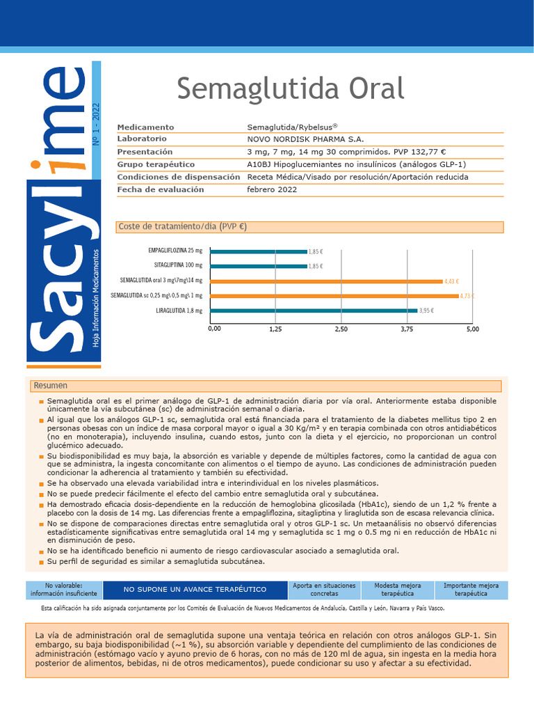Semaglutida Oral: Farmacocinética y Eficacia | PDF | Medicamentos con ...