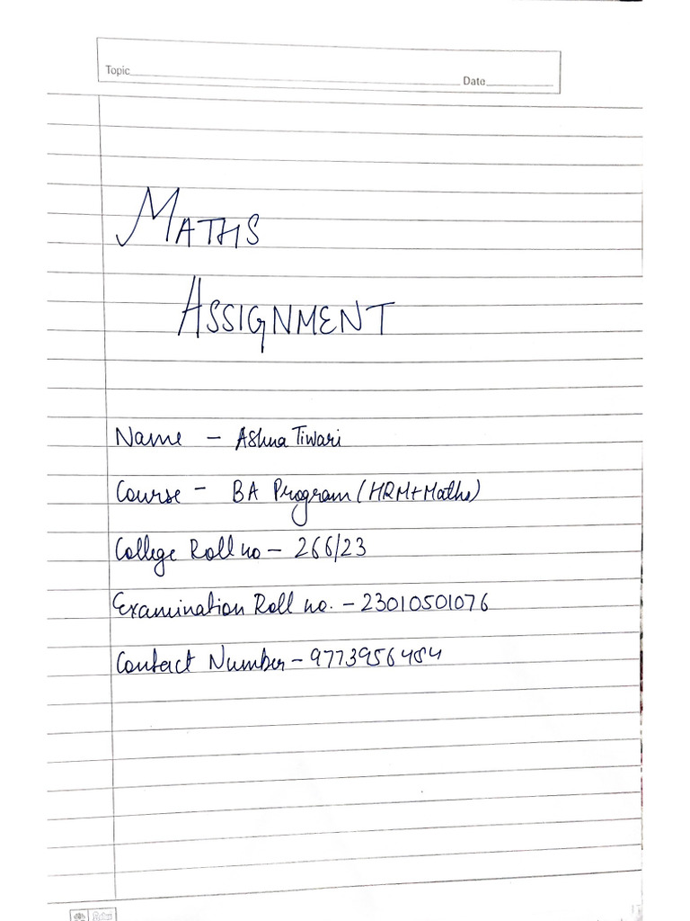 Maths Assignment | PDF