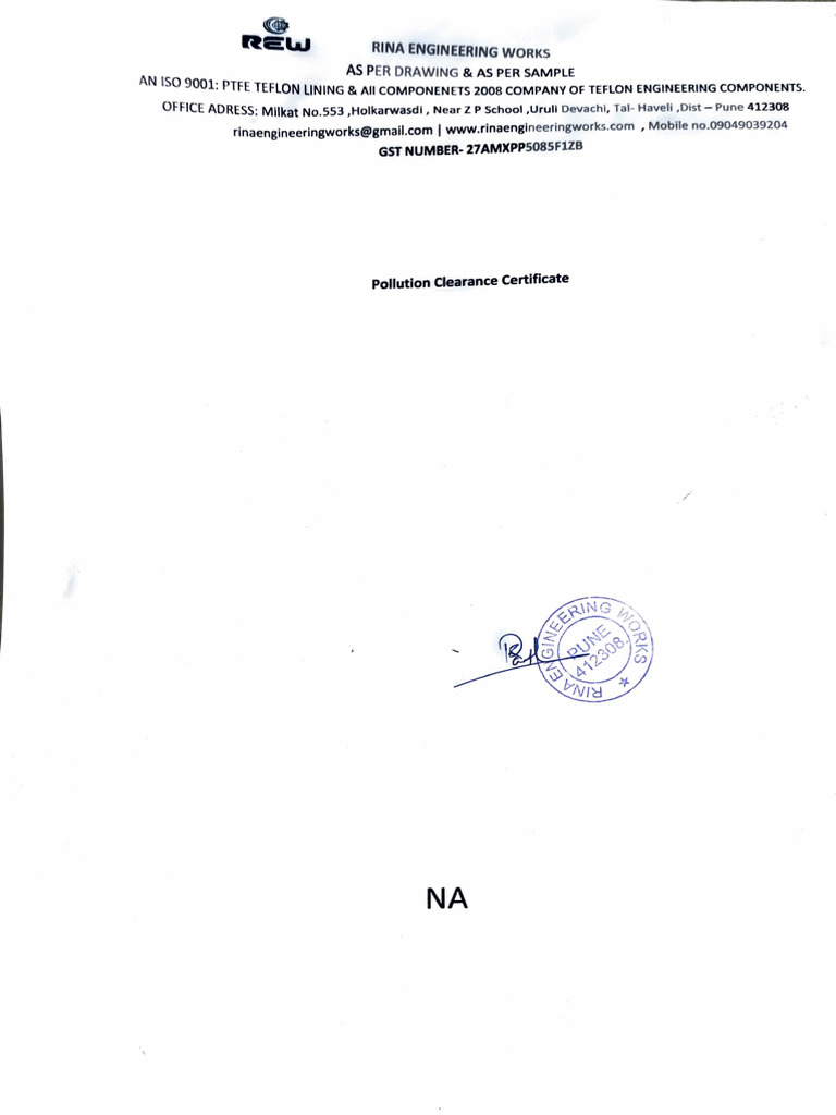 Pollution Clearance Certificate | PDF