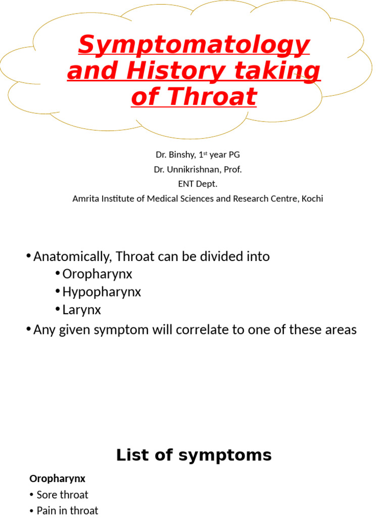 Symptomatolgy of Throat | PDF | Gastroesophageal Reflux Disease | Respiratory Diseases