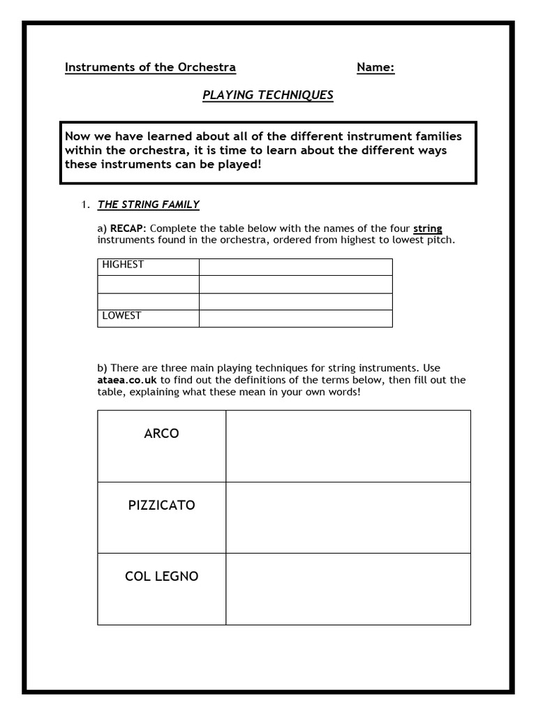 Instruments of The Orchestra - Playing Techniques | PDF