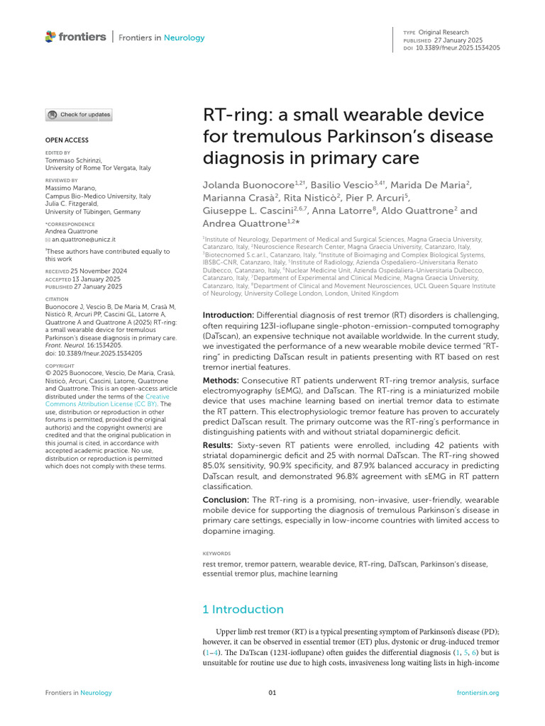 RT-ring A Small Wearable Device For Tremulous Parkinson's Disease ...