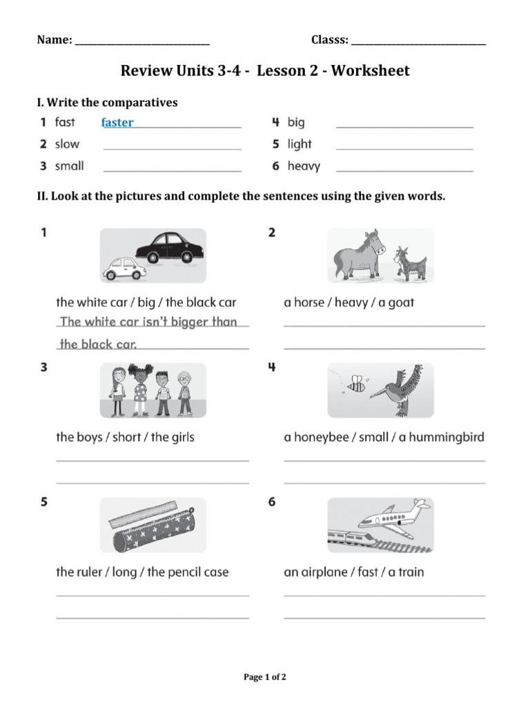 Review Units 3-4 - Lesson 2 - Worksheet 2 | PDF