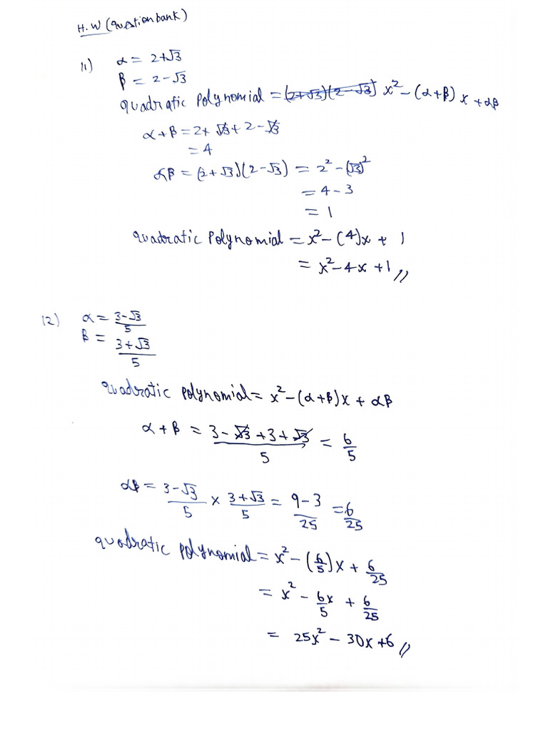 Polynomials Homework ... - 1 | PDF