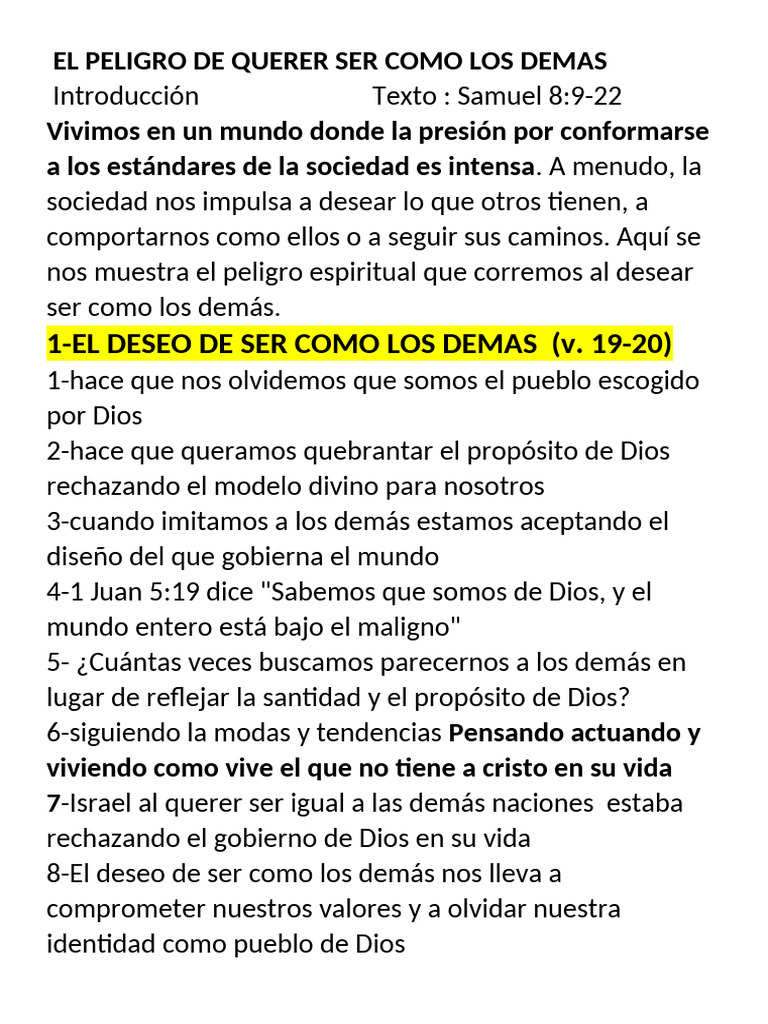 El Peligro de Querer Ser Como Los Demas | PDF | Dios | Creencia ...