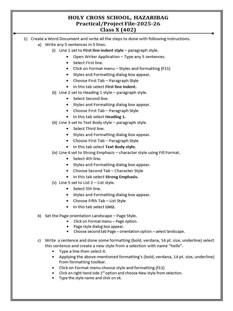 Holiday Homework It 402 Practical Project File 2025 | PDF | Computing ...