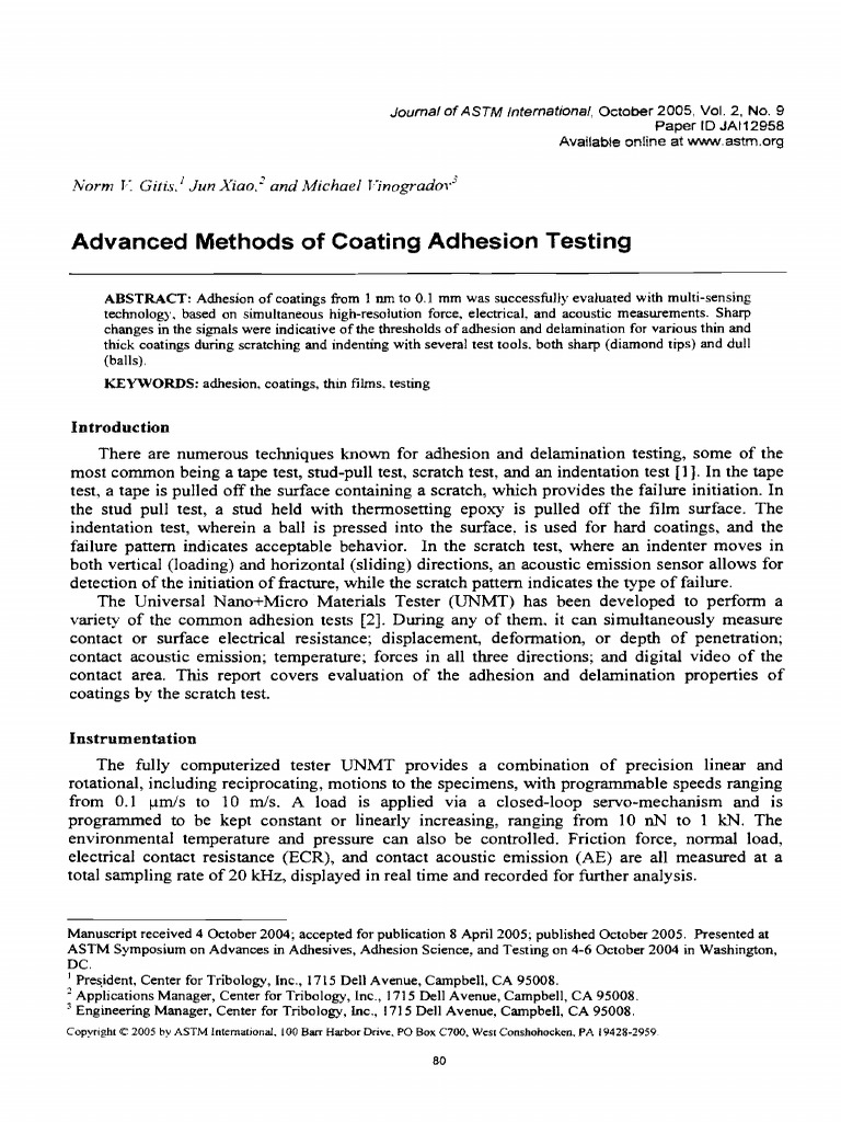Advanced Methods of Coating Adhesion Testing | PDF | Coating ...