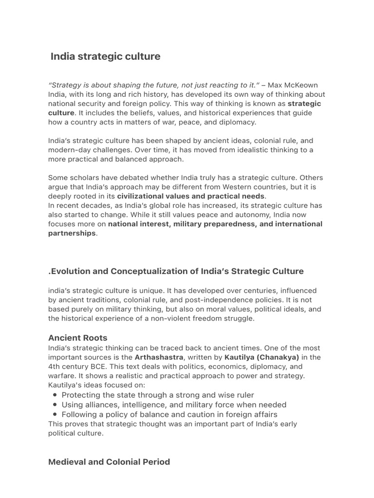 India Strategic Culture | PDF | Jawaharlal Nehru | International Security