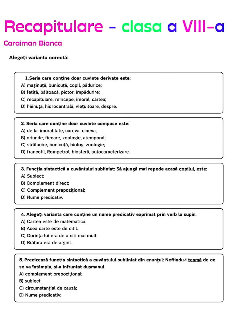 Recapitulare GRILE-4 | PDF