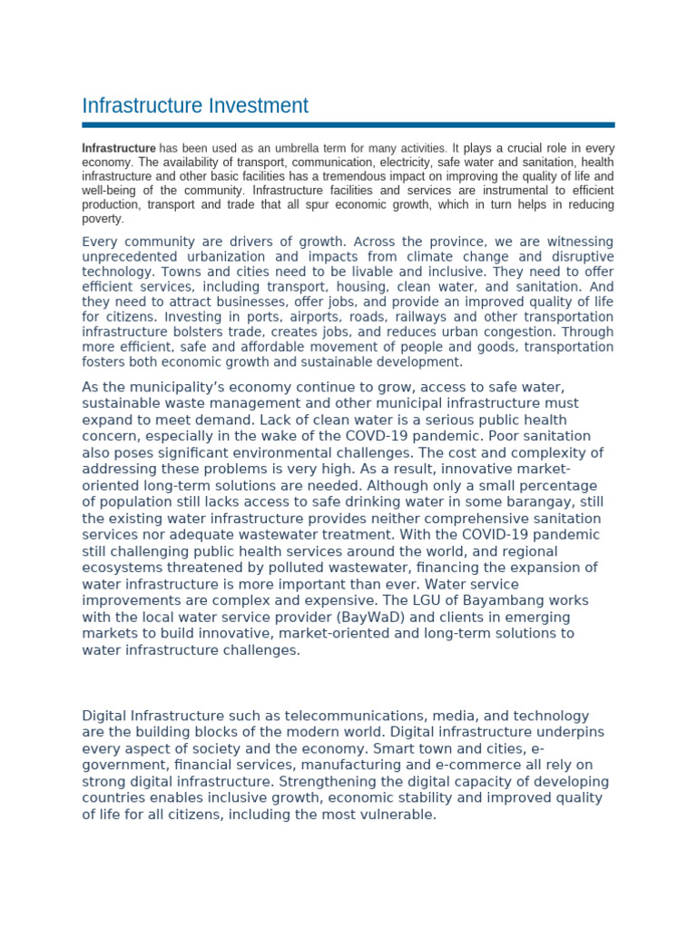 Essential Infrastructure Investment Strategies | PDF | Infrastructure ...