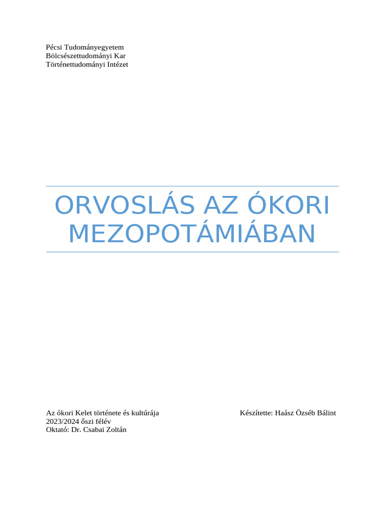 Haasz - Ozseb Szeminariumidolgozat | PDF