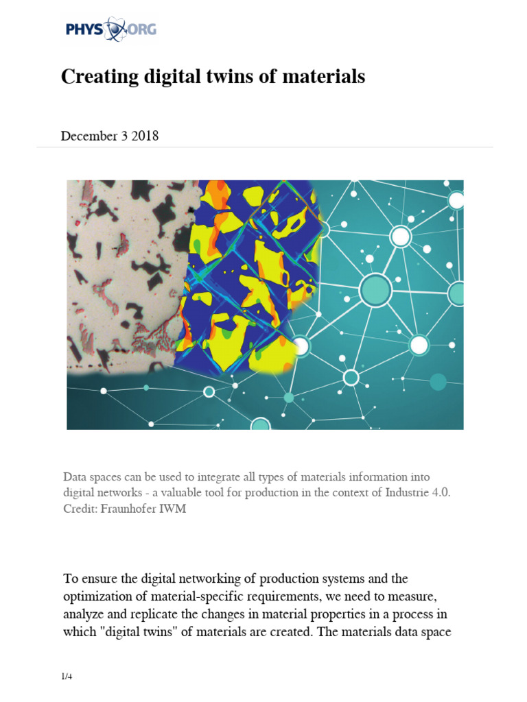 Creating Digital Twins of Materials | PDF | Space | Information
