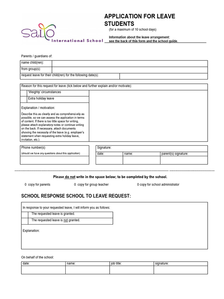 Student Leave Application Form | PDF | Justice | Crime & Violence