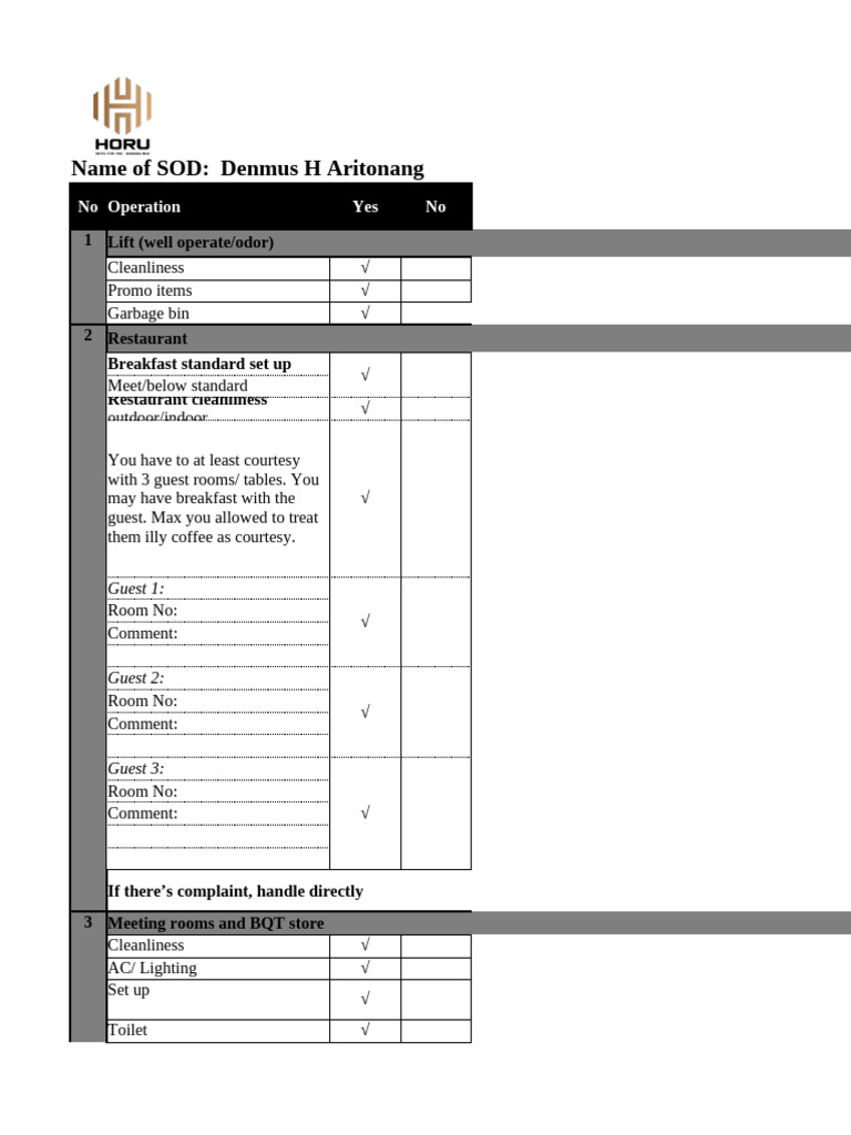 SOD Report 24 MAY2025-Margo | PDF | Housekeeping | Home