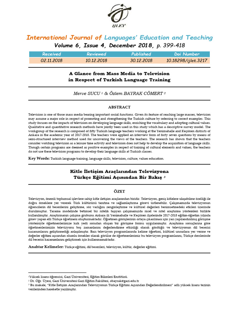 Kitle Leti Im Ara Lar Ndan Televizyona T RK e E Itimi A S Ndan Bir Bak ...