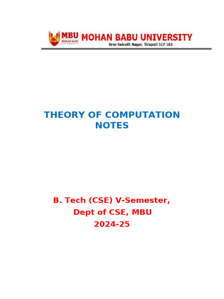 TOC-Notes All Units | PDF | Parsing | Automata Theory