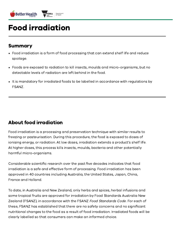 Understanding Food Irradiation Labels | PDF | Food Industry | Food Science