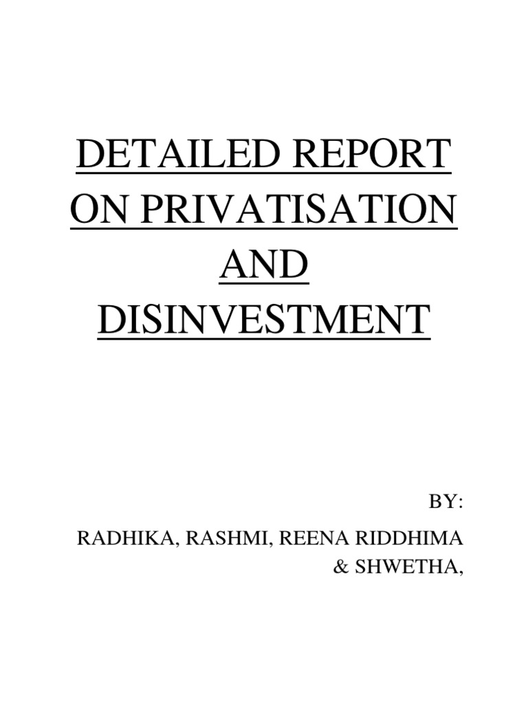 Detailed Report On Privatisation and Disinvestment | PDF ...