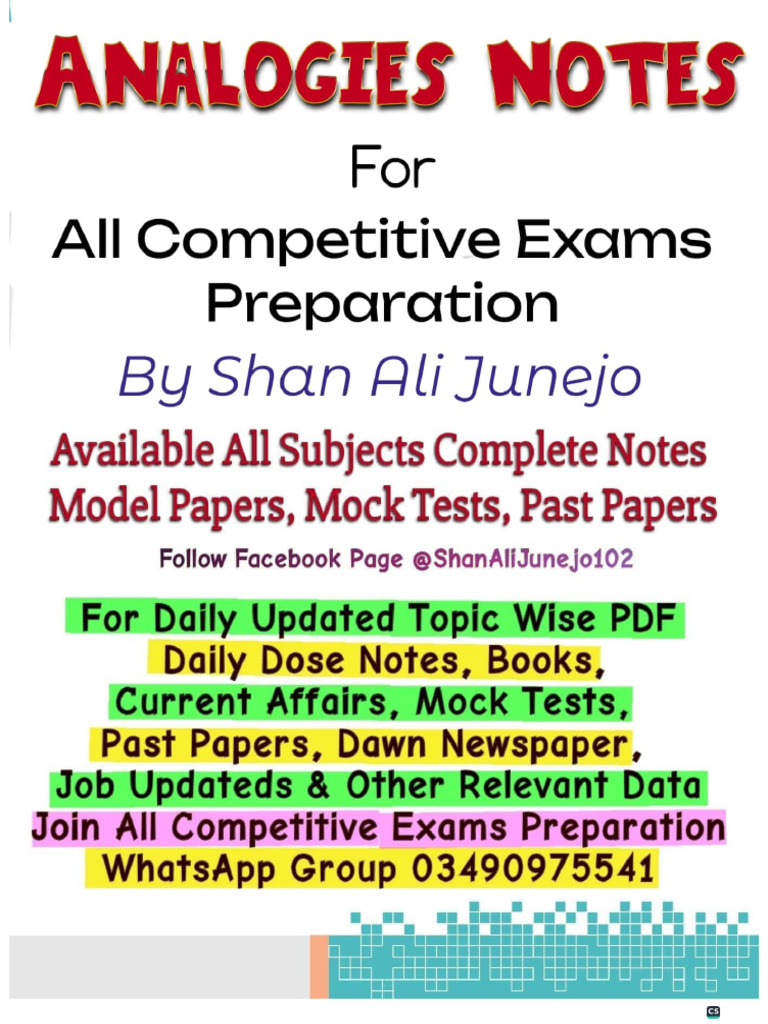 Analogies Complete Notes by Shan Ali Junejo 03490975541 | PDF