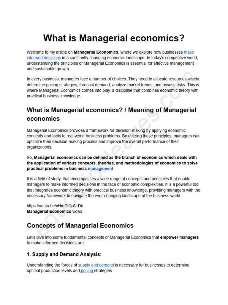 Managerial Economics PDF | PDF | Economics | Macroeconomics