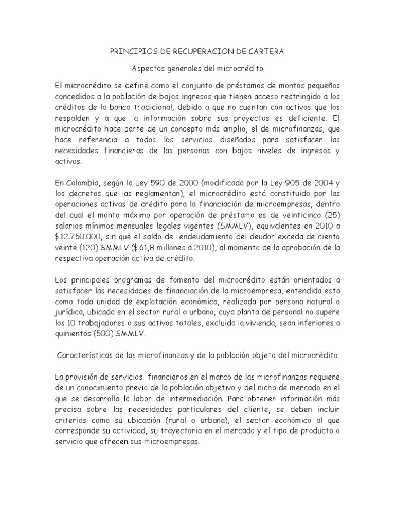 Principios de Recuperacion de Cartera | PDF | Bancos | Economias