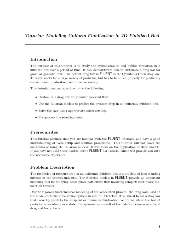 Fluidized Bed Tutorial | Download Free PDF | Fluidization | Drag (Physics)