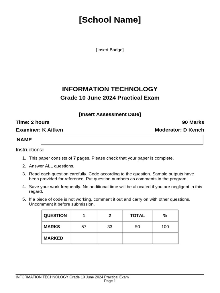 G10 IT June Prac 2024 - Moderated NP V2 | PDF | Area | Constructor ...