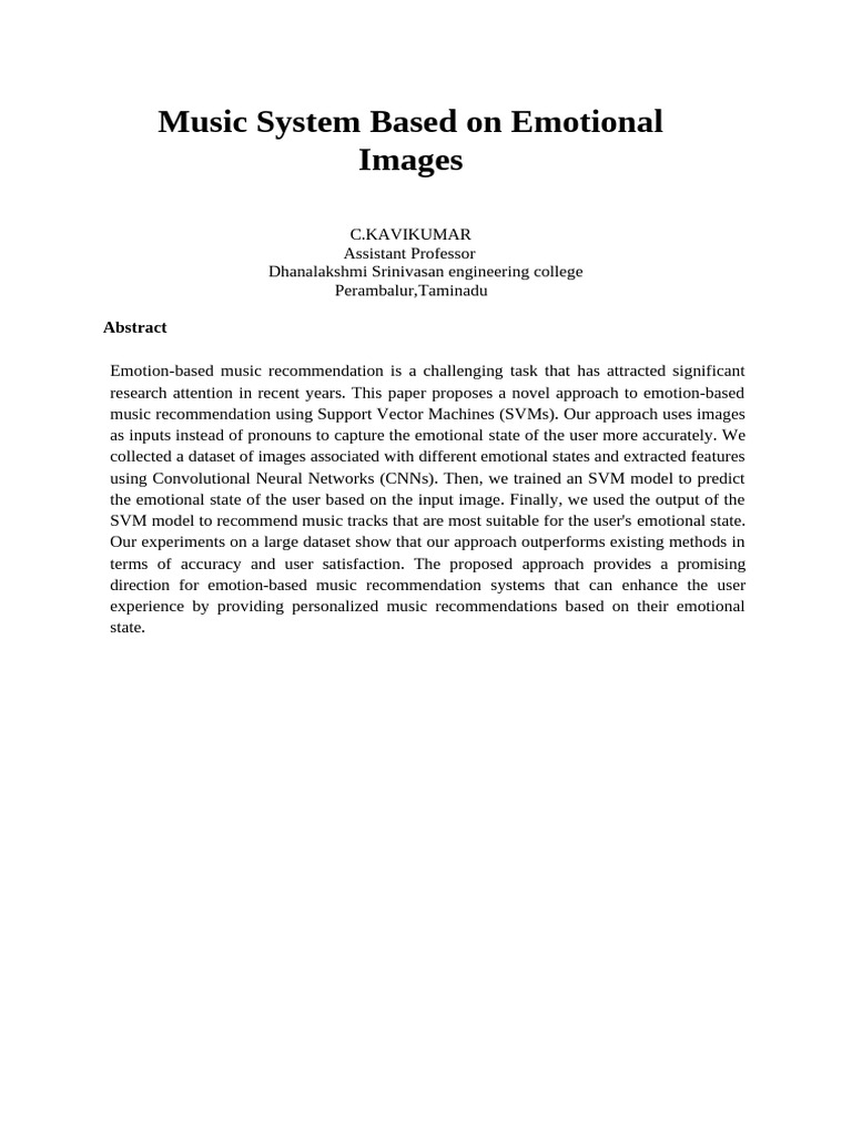 Music System Based On Emotional Images | PDF