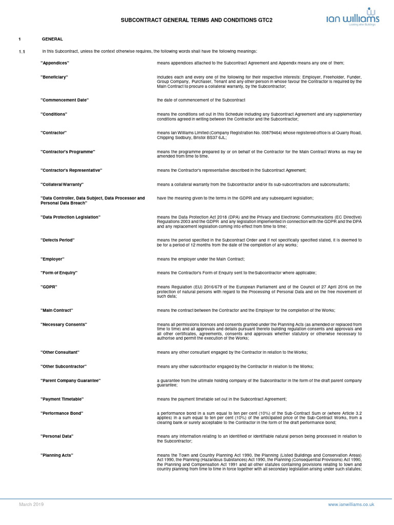 Subcontract General Terms and Conditions GTC2 | PDF | Subcontractor ...