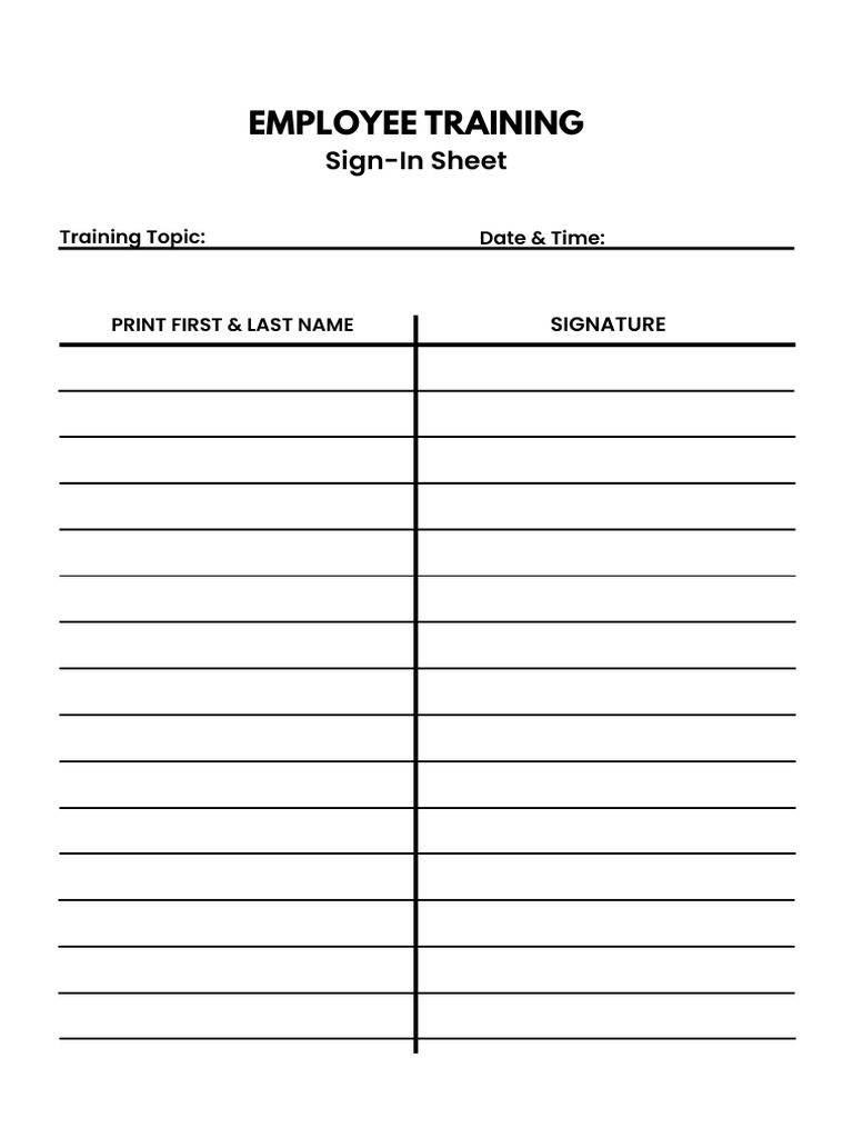 Black and White Training Sign in Document | PDF
