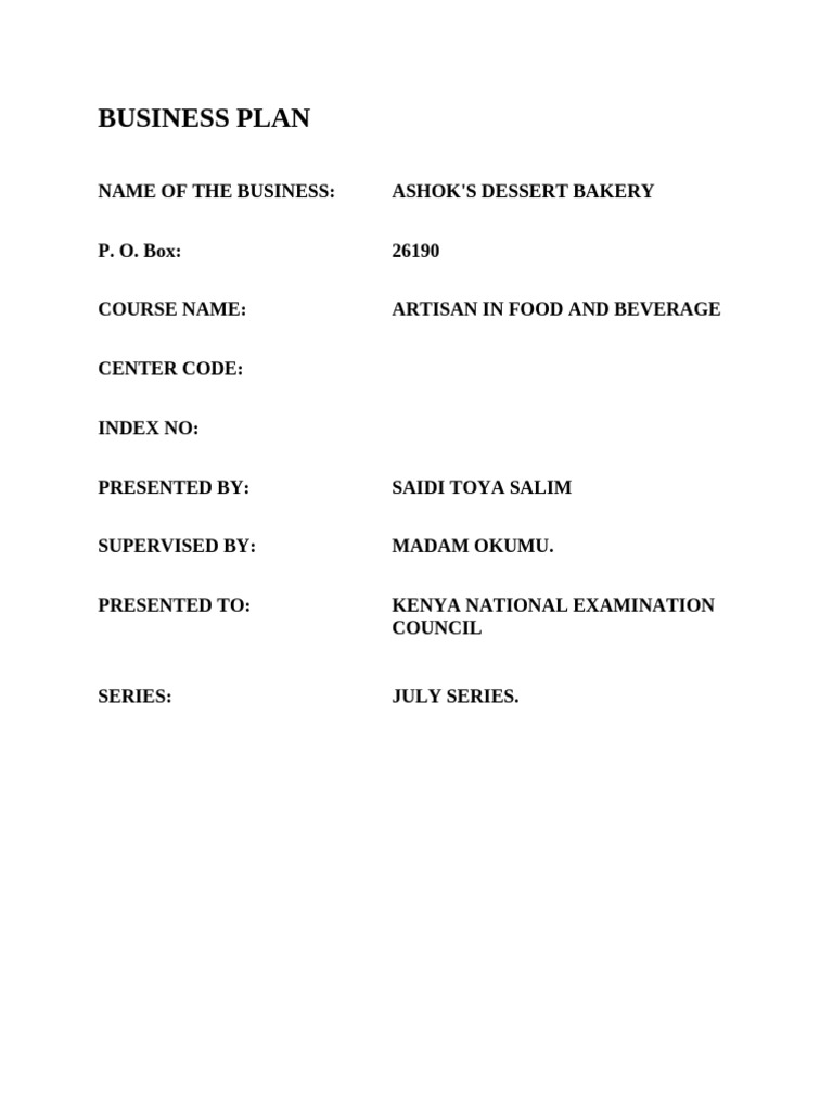 Ashok's Dessert Bakery Business Plan | PDF | Pricing | Salary