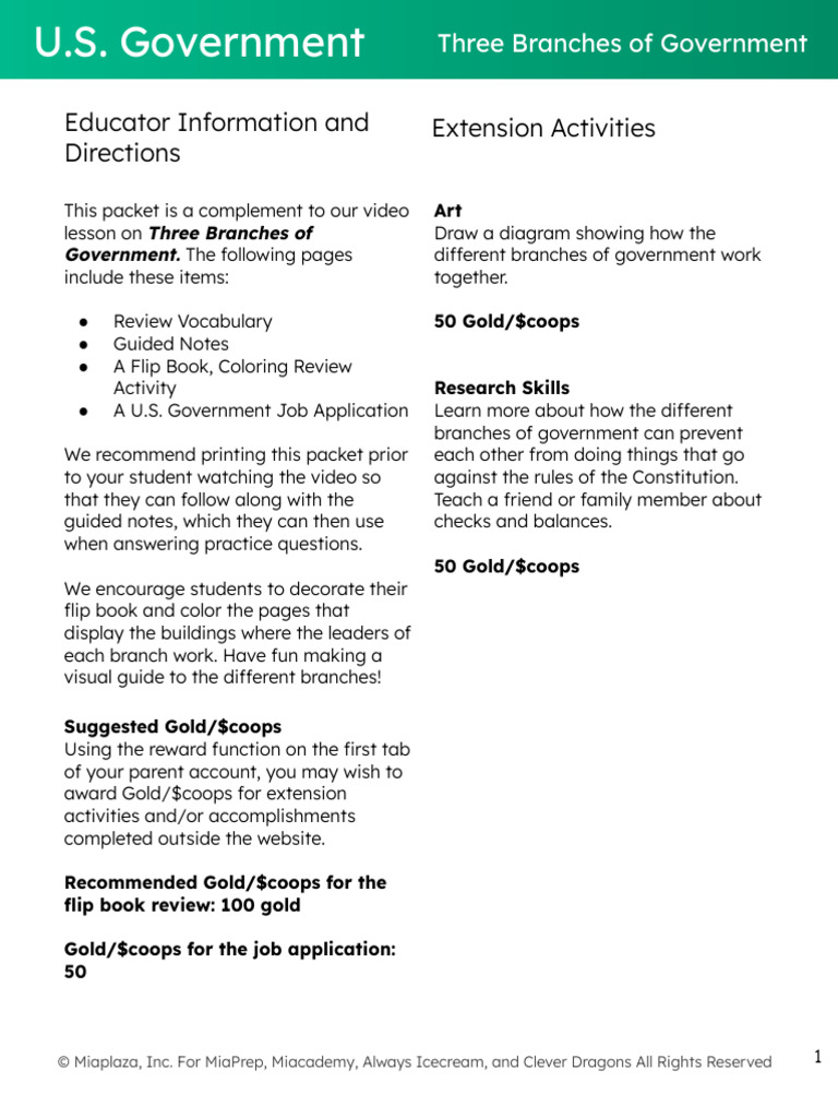 Three Branches of Government | PDF | United States Congress | American ...