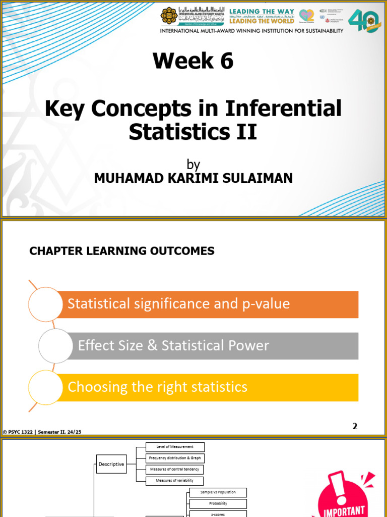 Week 6 Key Concepts in Inferential Statistics II | PDF | Effect Size | Statistics