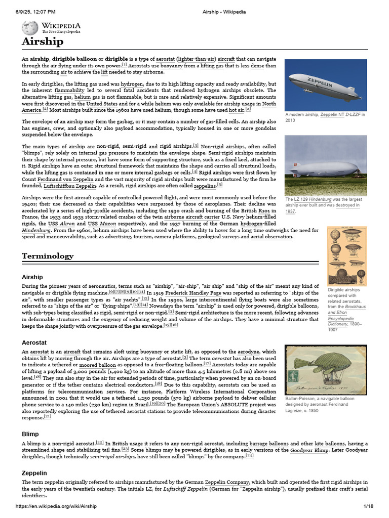 Airship - Wikipedia | PDF | Airship | Zeppelin