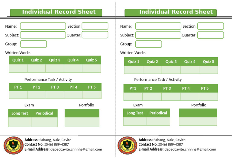 Individual Record Sheet NEW | PDF