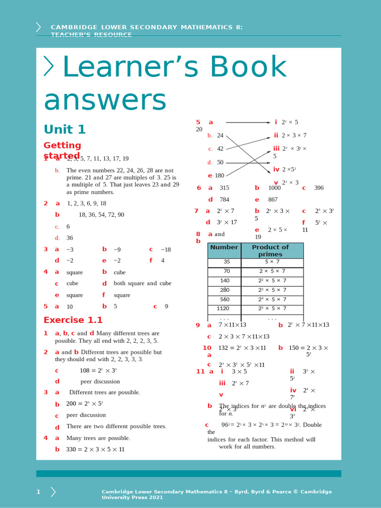 Ls Maths8 2ed TR Learner Book Answers | PDF | Mathematics | Elementary ...