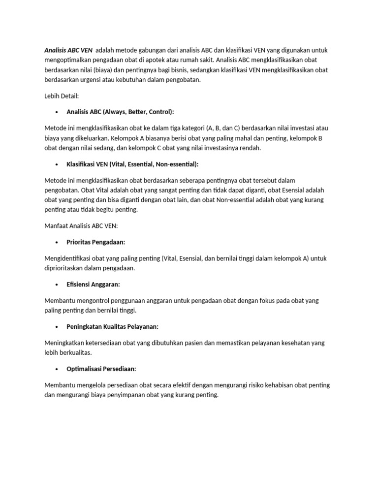 Analisis ABC VEN Dan Sistem HVAC | PDF
