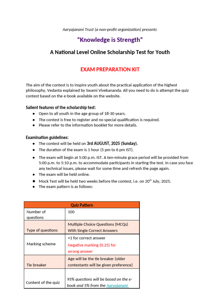 Exam Preparation Kit - KIS 2025 | PDF