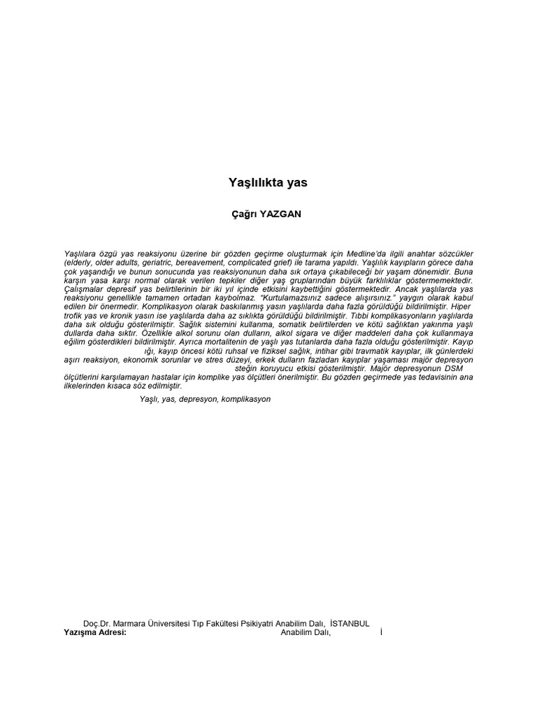 Yaşlılıkta Yas | PDF