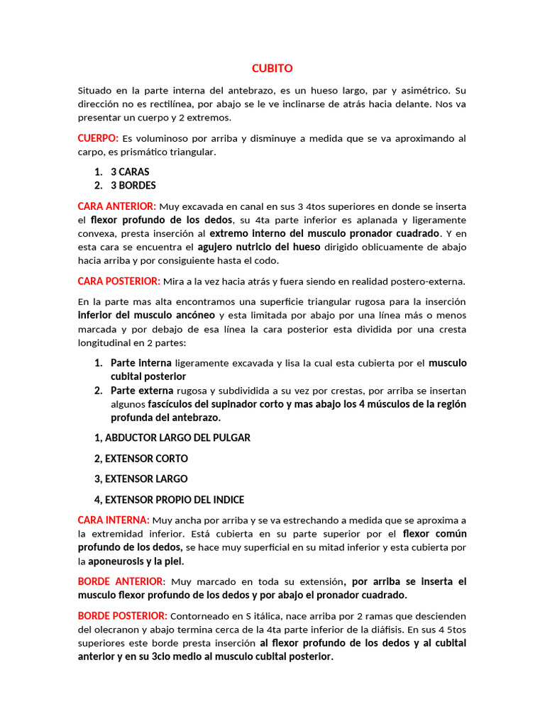 Estructura y Función del Cúbito | PDF | Codo | Extremidades (anatomía)