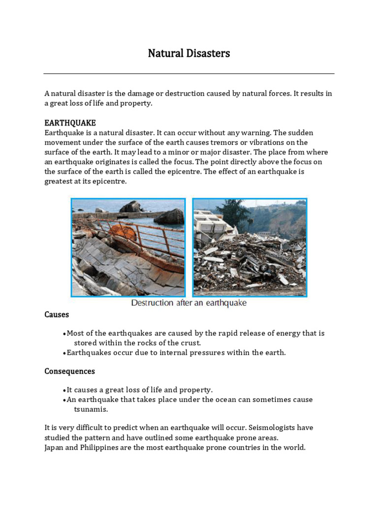 Natural Disaster School Project | PDF | Volcano | Types Of Volcanic ...