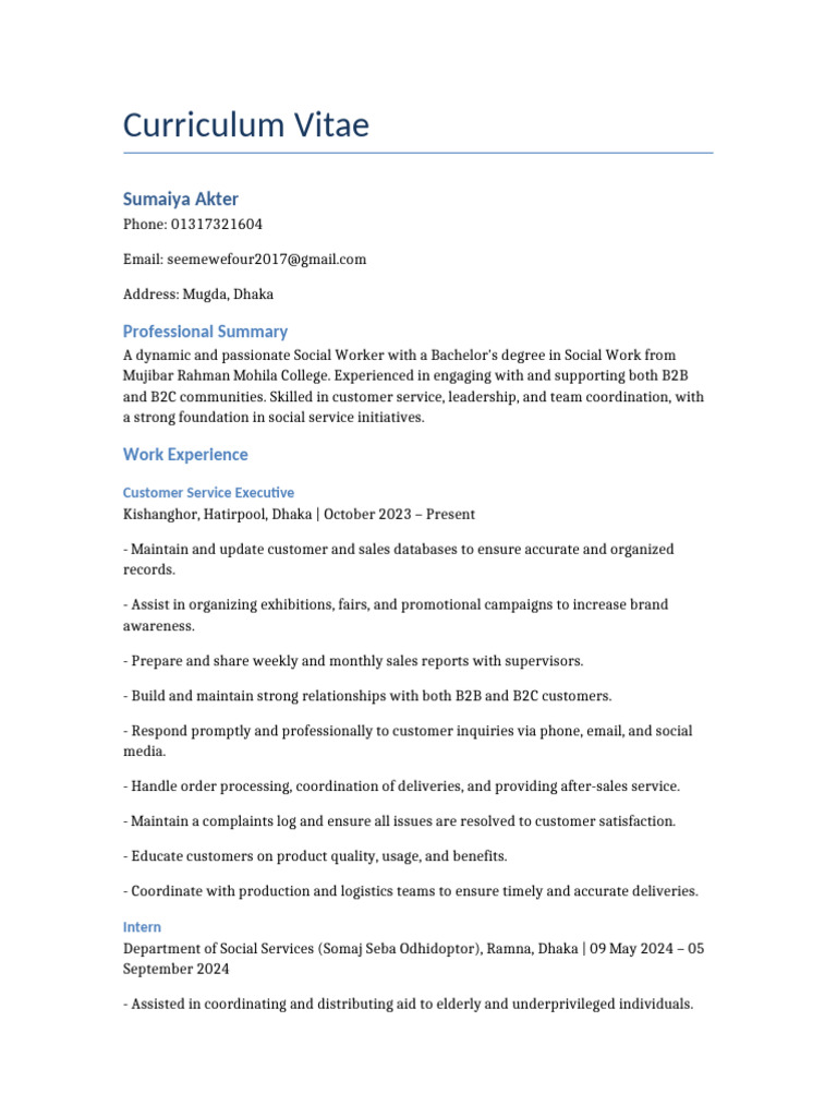 Sumaiya Akter CV Updated | PDF