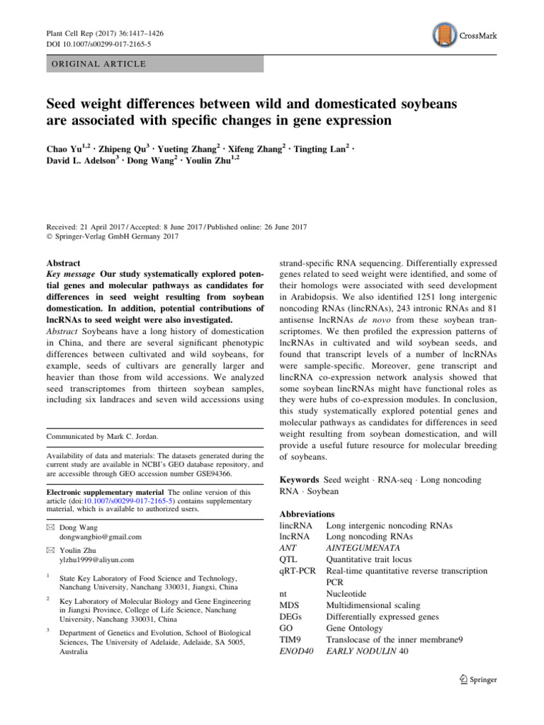 Seed Weight Differences Between Wild and Domesticated Soybeans | PDF ...