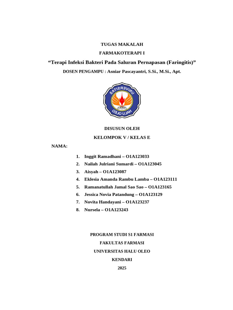 Terapi Faringitis Bakteri: Panduan Farmasi | PDF