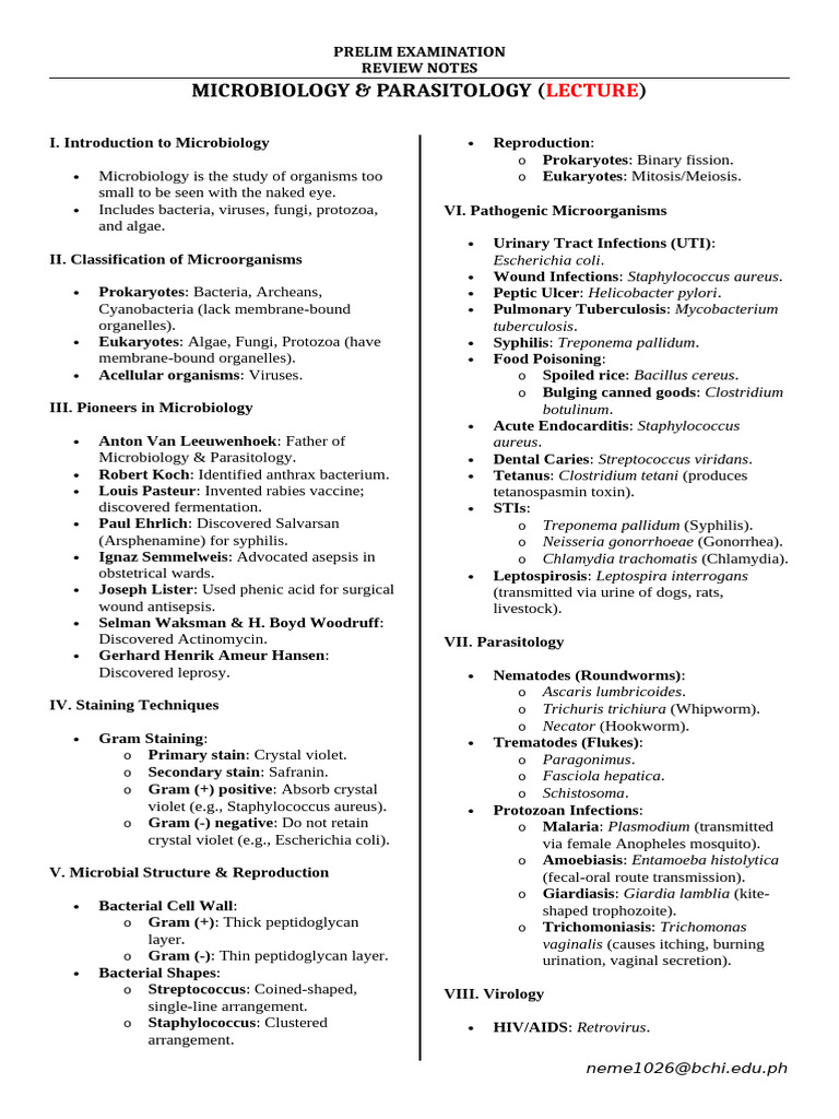Microbiology & Parasitology Exam Review | PDF | Bacteria | Microbiology