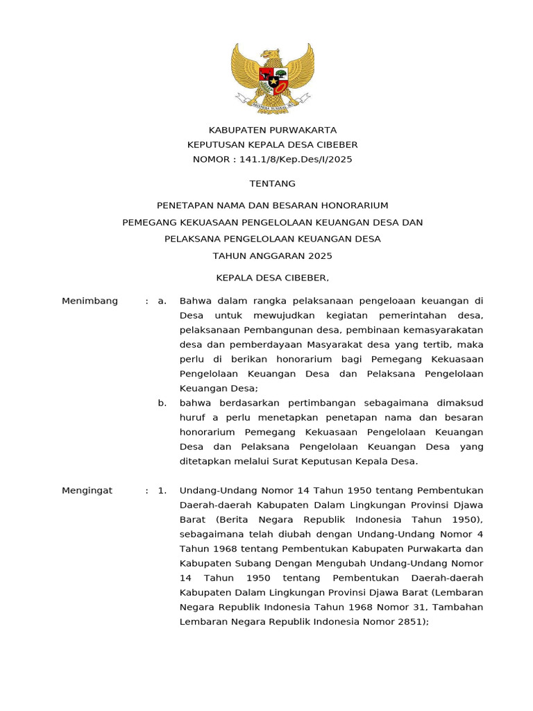 No. 8 - SK Tentang Besaran Honorarium PKPKD & PPKD - 2024 | PDF