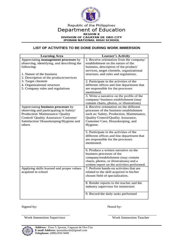 Work Immersion Proper Competencies | PDF | Chess Openings | Chess